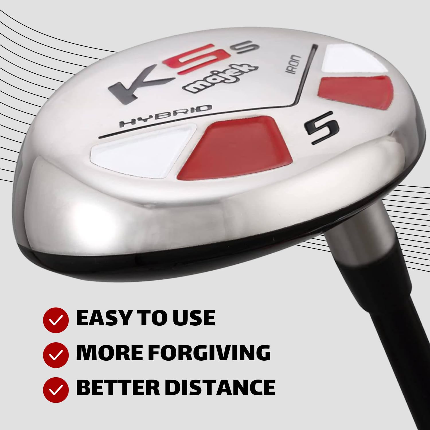 Majek Men's Golf All Hybrid Complete Full Set, which includes: #5, 6, 7, 8, 9, PW +SW Senior Flex Right Handed New Utility A Flex Club