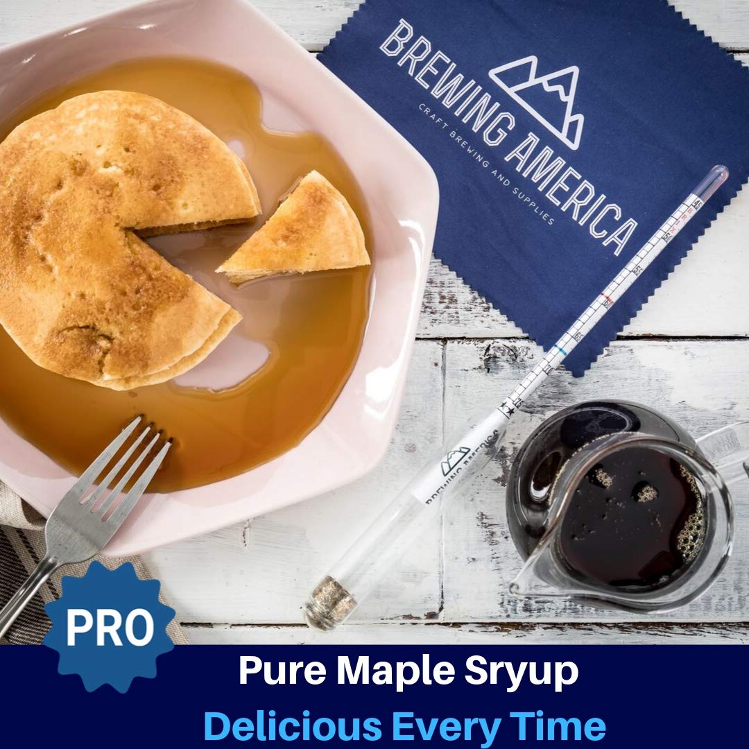 USA Made Maple Syrup Hydrometer Density Meter for Sugar and Moisture Content Measurement for Consistently Delicious Pure Syrup β Made in America - BRIX & Baume Scales - Easy Read Red Line Calibrated