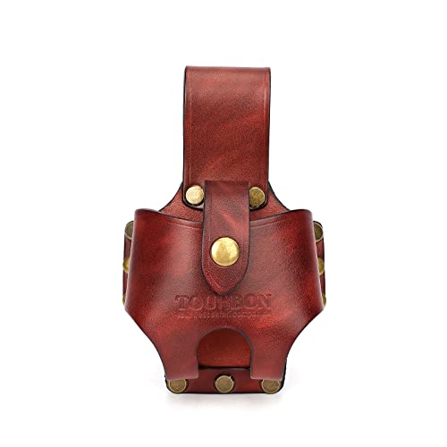 TOURBON Leather Tape Measure Holder for Belt (Brown - Small)