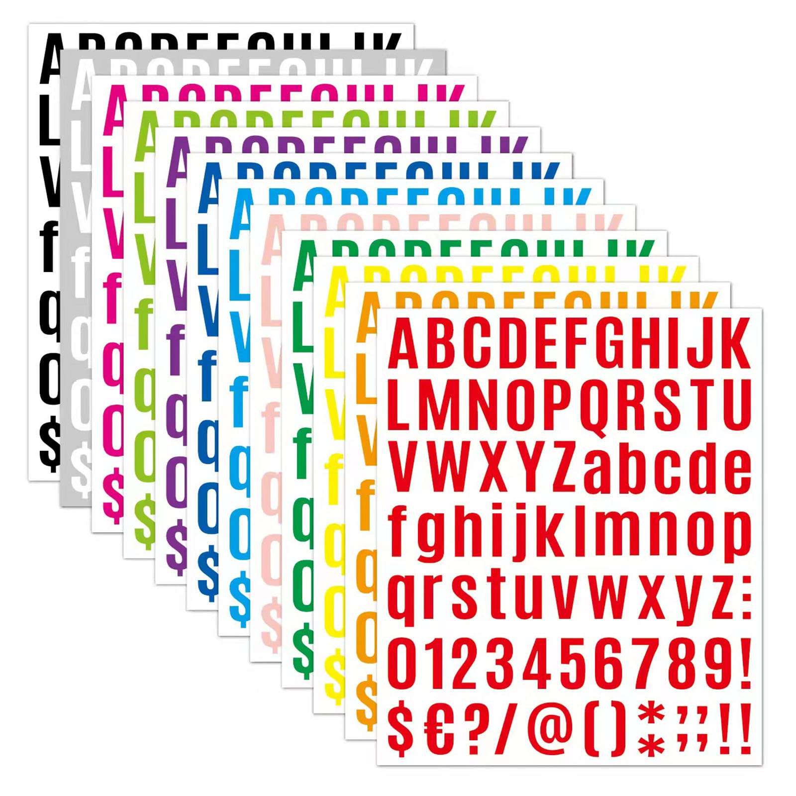 TBONTBY 12 Sheets Self Adhesive Letters Numbers Kit, Alphabet Number Stickers, Decals for Mail Box, Address Number, Cards, Water multicolor 1inch
