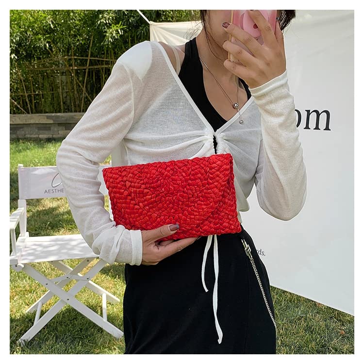 Straw Clutch Purses for Women, Summer Beach, Hand-woven Crossbody Shoulder Bags