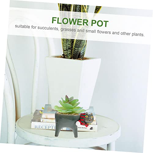 YARNOW with Other for Creative Porcelain Small Cactus Balcony Figures Garden Figurine Green Office Vase Collective Bonsai Planter Center Decorative Holder Shaped Kitten Supplies Cat Gift