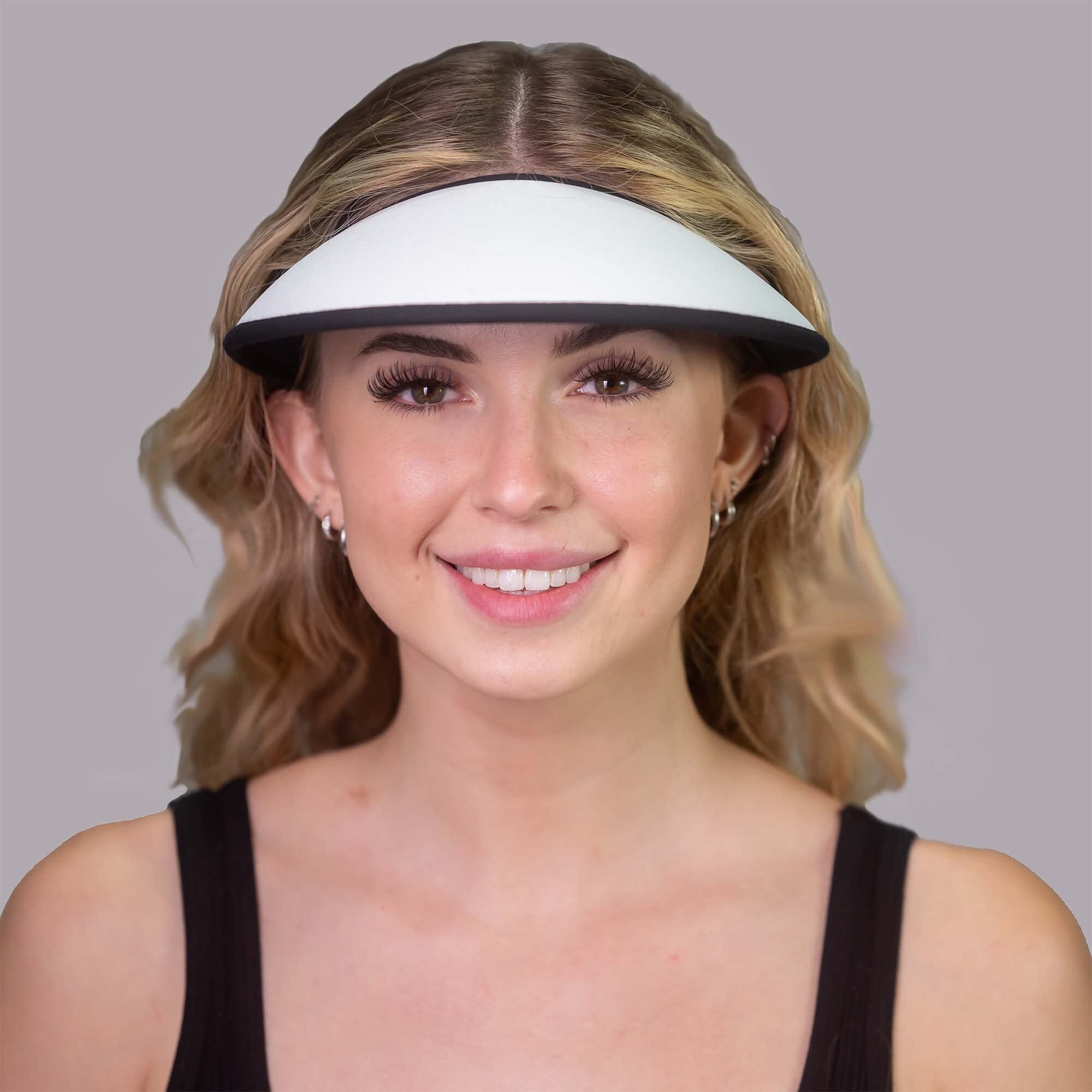 No Headache Velo Broad Brim UPF +50 Adjustable Strap Packable Travel Visor Pure White