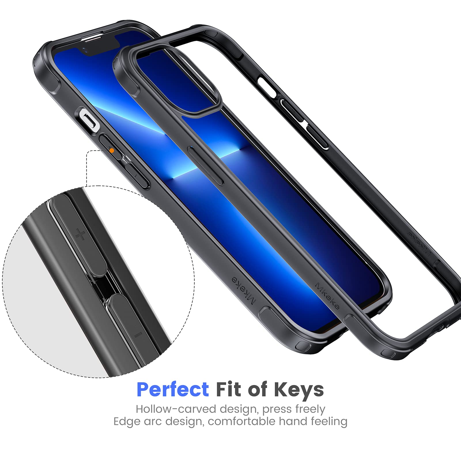 Mkeke for iPhone 14 Case for iPhone 13 Case Black Shockproof Bumpers Cases for iPhone 13/14