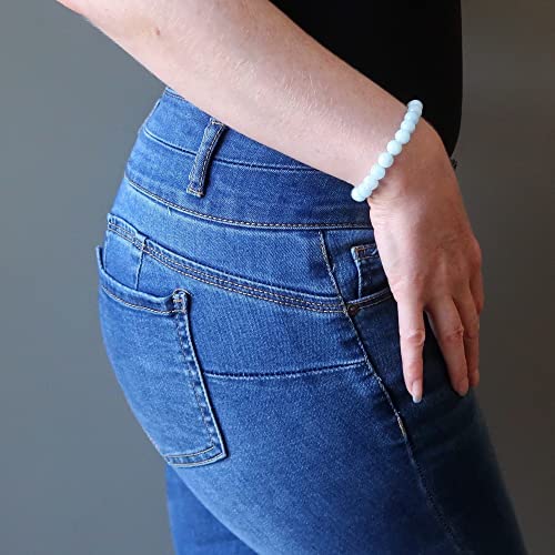 Satin Crystals Aquamarine Bracelet Calm Blue Birthstone Gemstones 9-10mm / 7 Inches