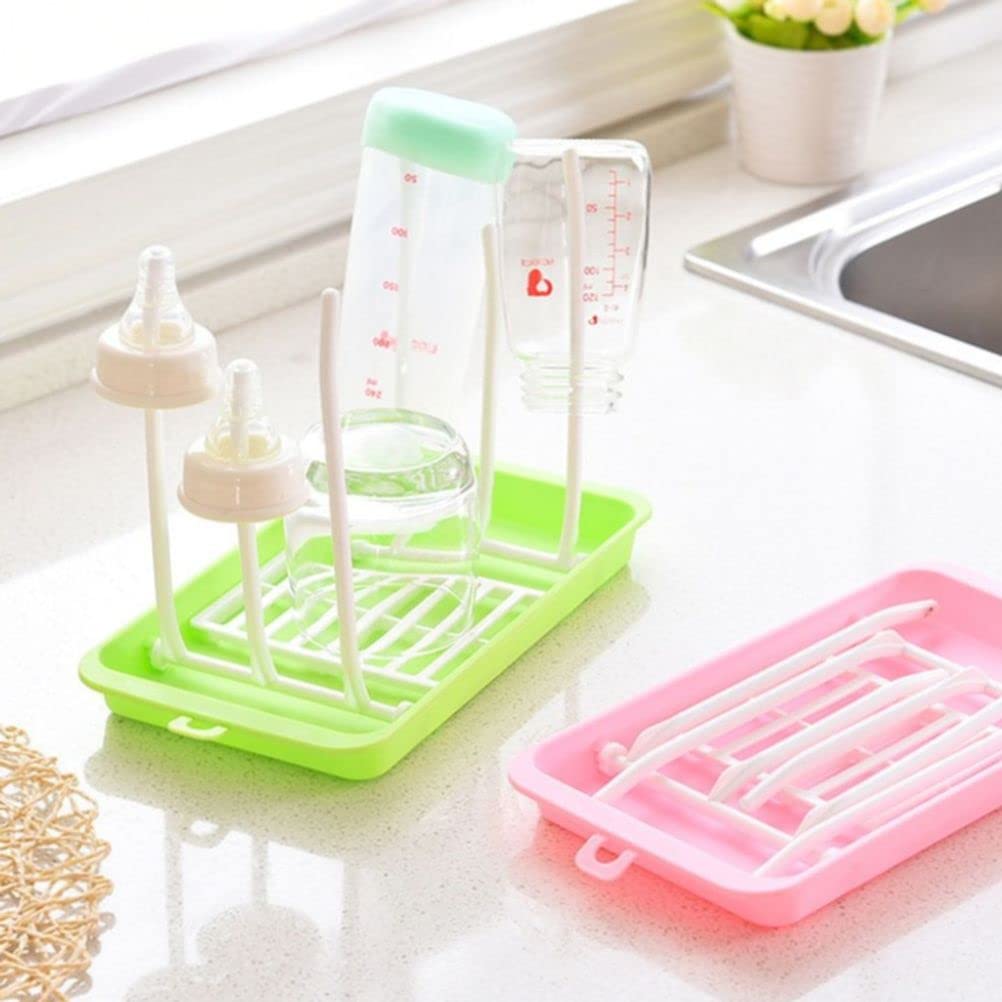 Space Saving Baby Bottle Folding Rack, Drying Rack Portable Bottle Dryer Holder for Nipples, Cups, Pump Parts and Accessories Great for Home & Travel(Blue)