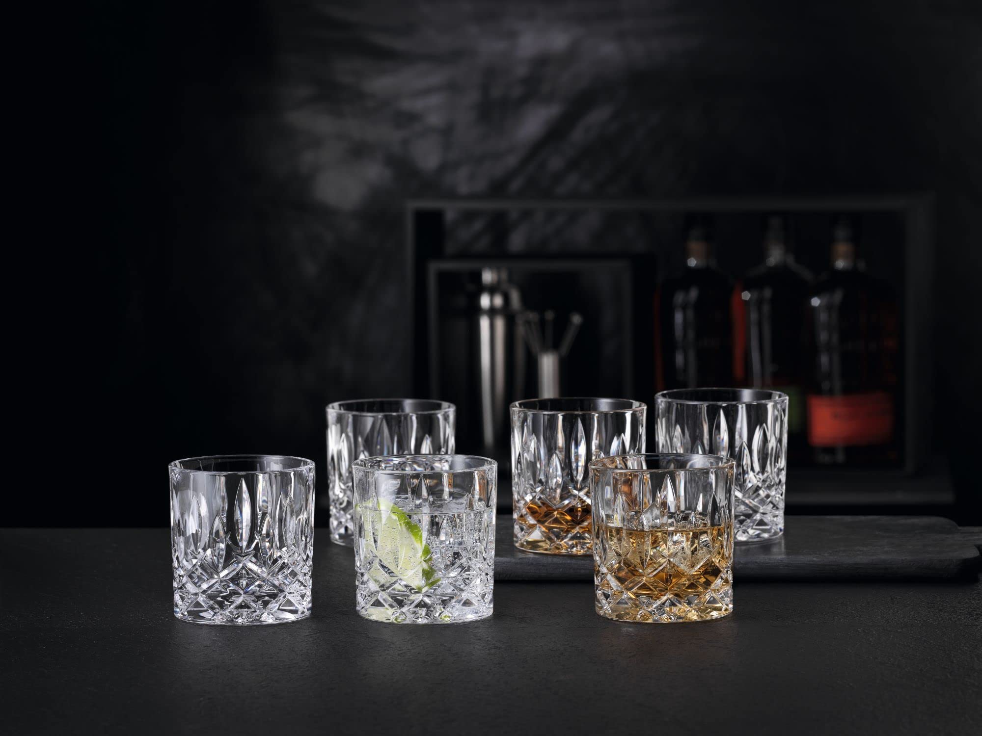 Nachtmann Brand Noblesse Collection, Single Old-Fashioned Glasses, Set of 4, Durable Crystal SOF Glass, Diamond Design, 245 ml/ 8.66-Ounce, Dishwasher Safe