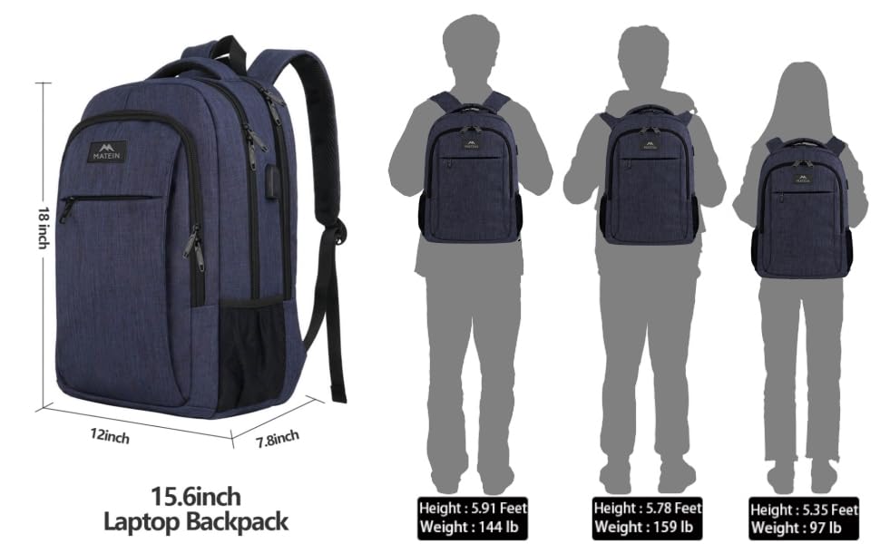 MATEIN Laptop Backpack,Slim Travel Backpack with Laptop Compartment for Men Women,College Daypack Gift Computer Bag fits 15.6 Inch Notebook, Blue