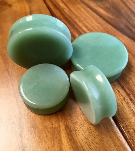 Lobal Domination PAIR of Jade Green Adventurine Organic Stone Plugs Gauges - up to 38mm available! (1&1/2" (38mm))