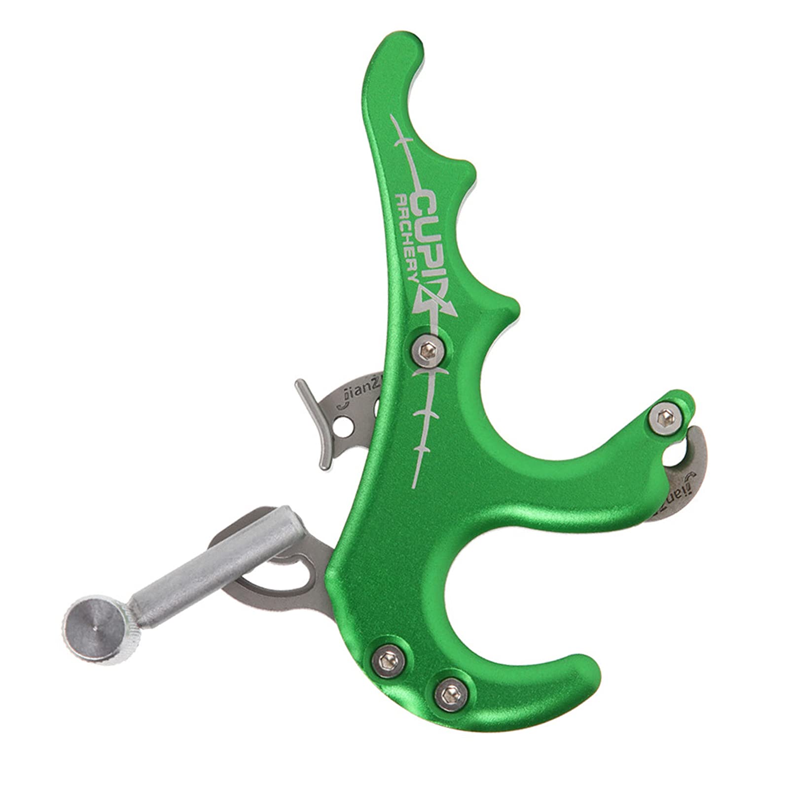 NC93 Archery Release aids 4 Fingers Trigger Thumb Bow Release with Metal D Loop Compound Bow Release Aid Trigger Handle Thumb Caliper (Green)