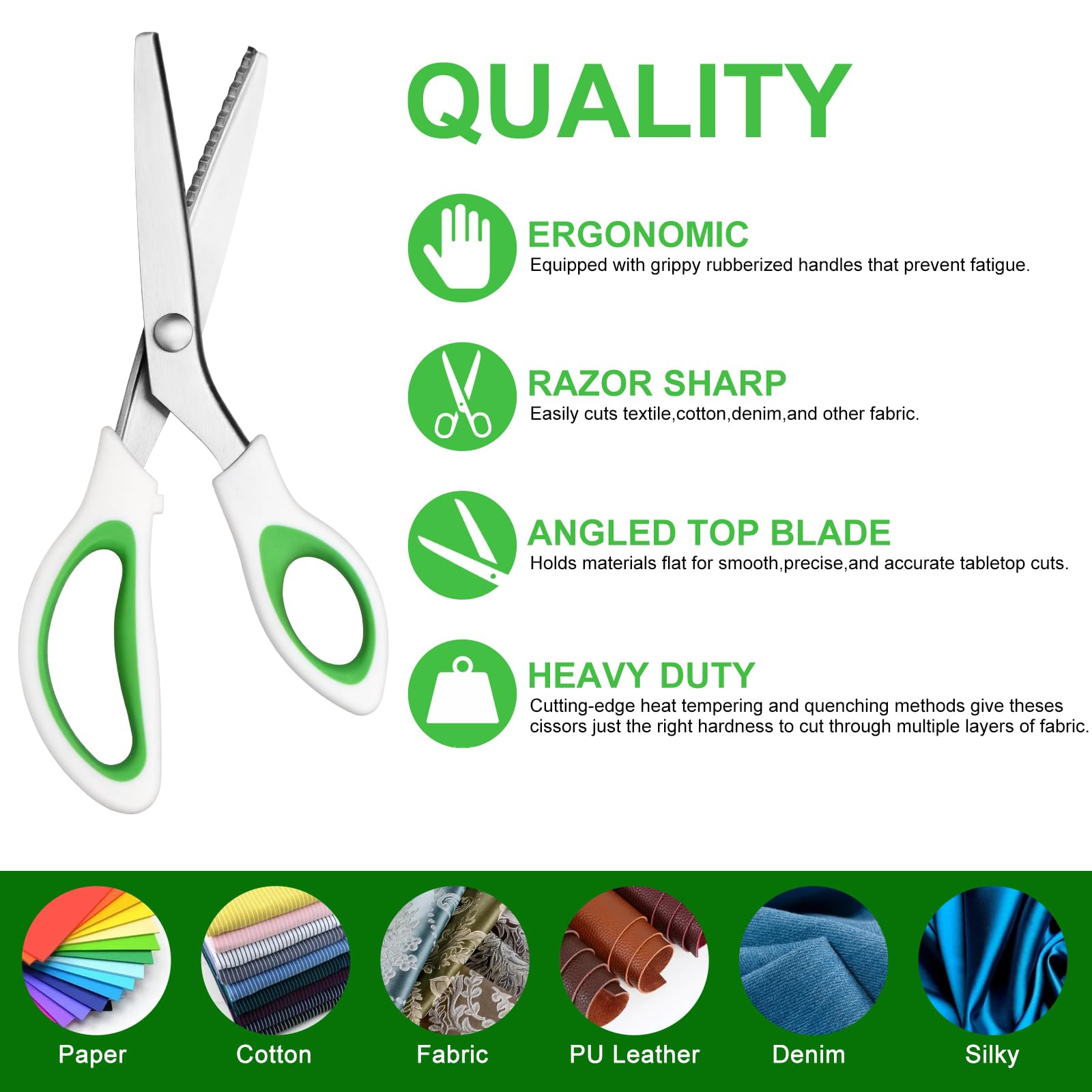 YUQGAOP Pinking Shears,9” Zig Zag Scissors for Fabric,Pinking Shears Scissors for Fabric Cutting,Professional Handheld Dressmaking,Great for Many Kinds of Sewing Fabrics Leather and Craft Paper