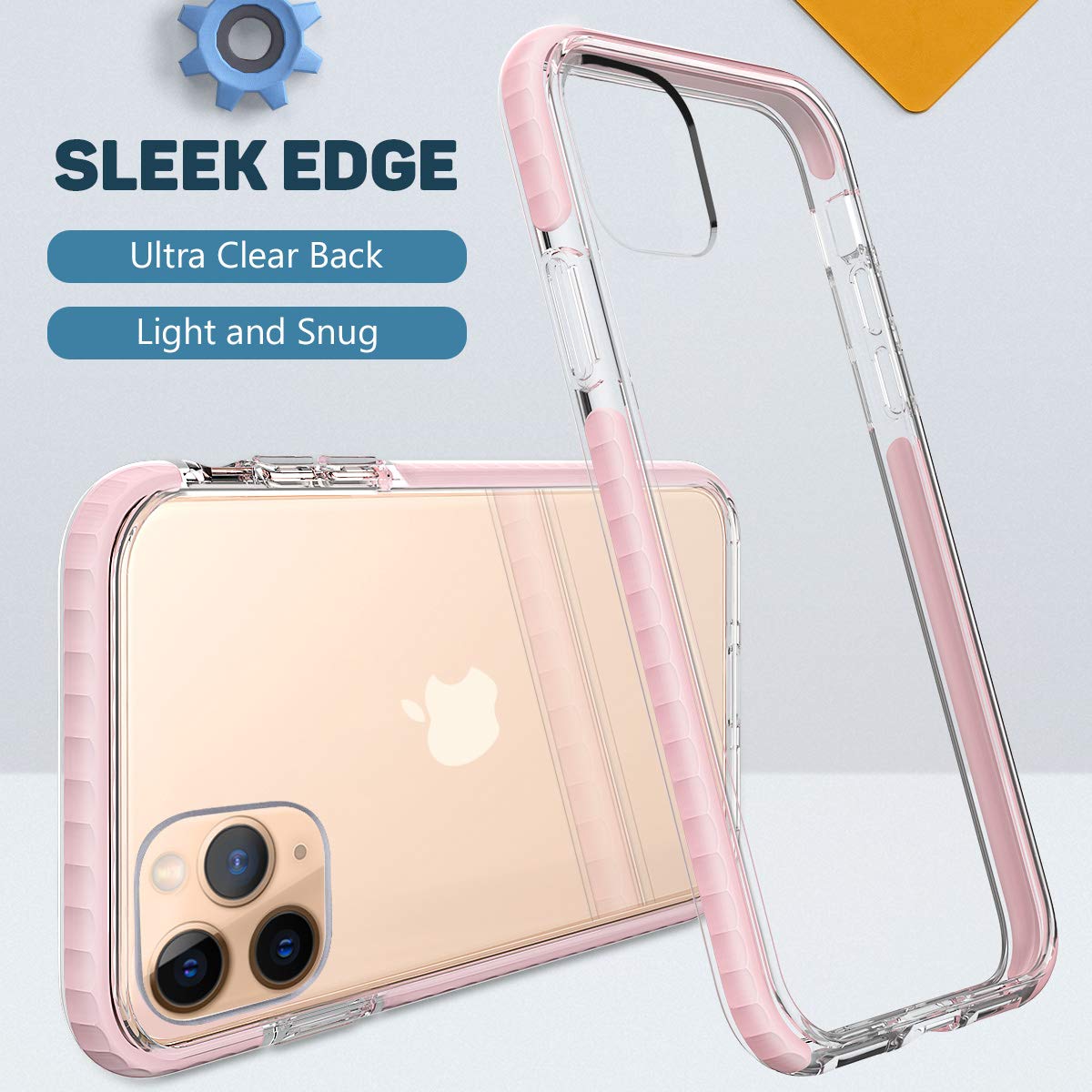 MATEPROX Compatible with iPhone 11 Pro Case Clear Thin Slim Crystal Transparent Cover Shockproof Bumper Case for iPhone 11 Pro 5.8(Pink