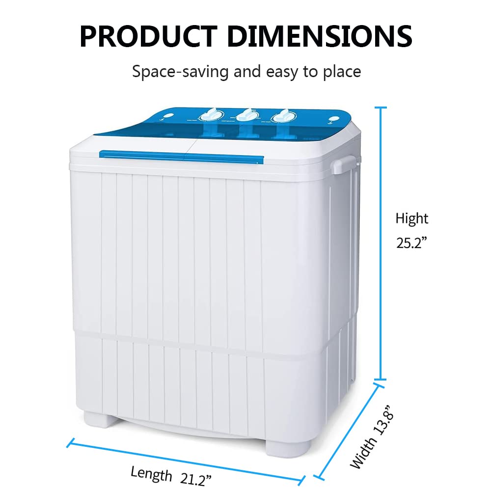 Portable Washing Machine Twin Tub 16.5lbs Laundry Machine Small Compact Washer and Dryer Combo for Household Use Camping RVโs Apartments Dorms Rooms