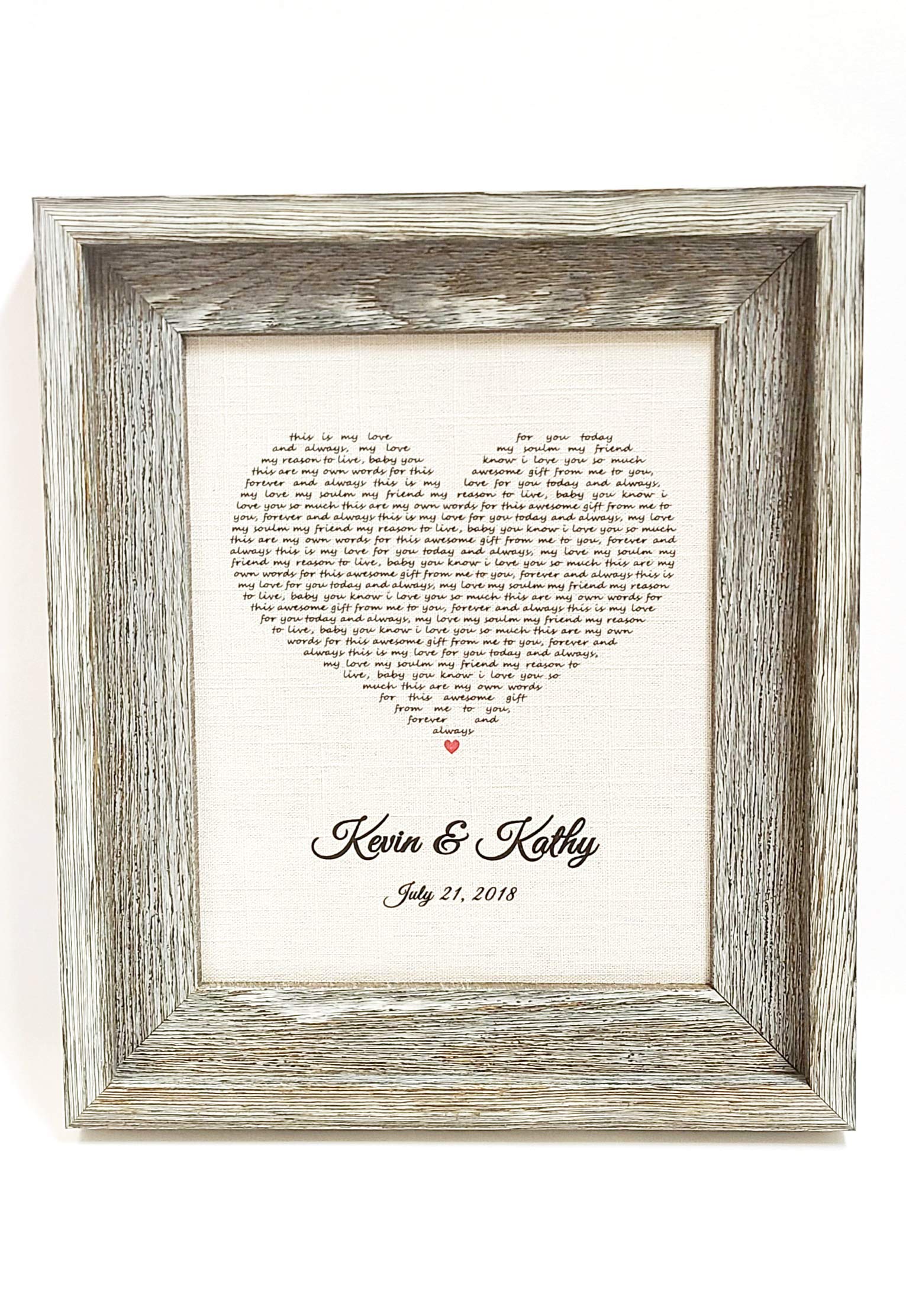 Lyrics Wall Art Linen Personalized 4th anniversary Gift for Her Wedding 12th Present for Him Lyrics First Dance Song Printed