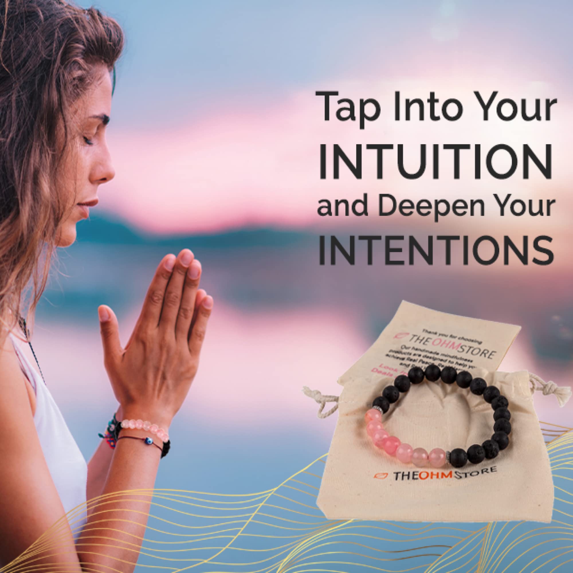Ohm Store Lava Stone and Rose Quartz Bracelet for Women β Diffuser Bracelet for Essential Oils β Handmade Energy Bracelet for Meditation, Stress Relief and Mantra Bead Recitation