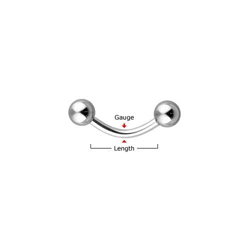 Pair of Single Side Internal Threaded Rook Snug Curve Barbell Eyebrow Ring 16G - 6mm