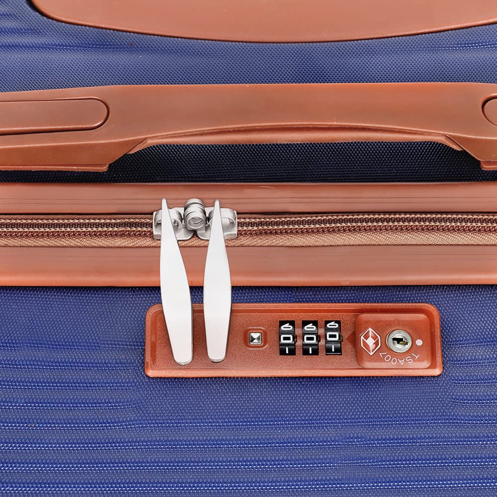 LING RUI Luggage Sets with TSA Approved 3 Set, Lightweight Hard Shell Travel Large Rolling Checked Suitcases with Spinner Wheels (20/24/28), BLUE