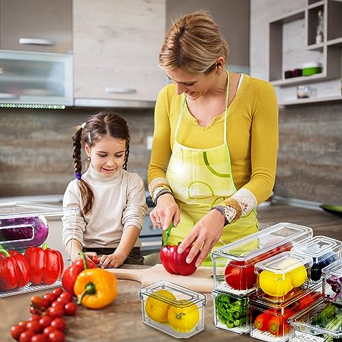 Ozera 12Pcs Refrigerator Organizer Bins, Fridge Organizer with Egg Holder, Stackable Fruit Storage Containers for Fridge, BPA-free Clear Fridge Organizers and Storage with Lids for Vegetables