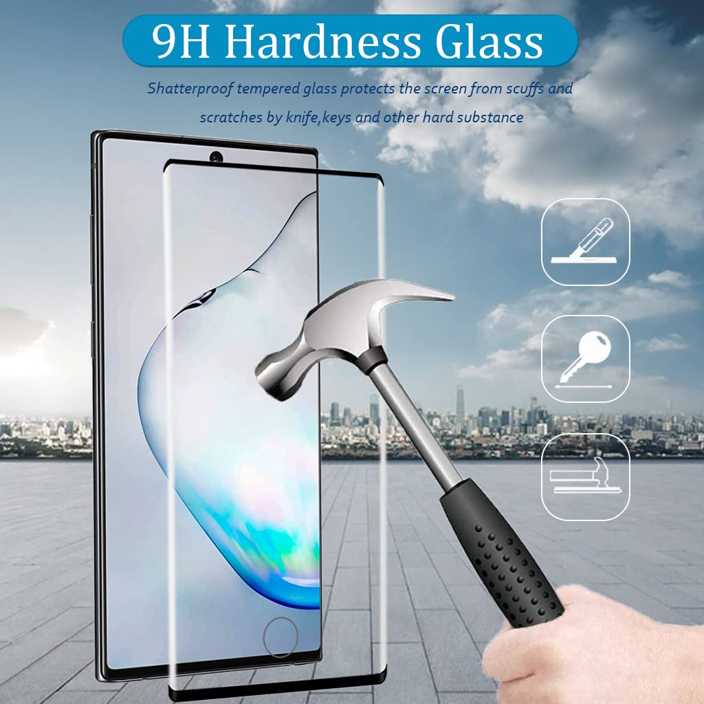 OttarScreen Galaxy Note 10 Plus Screen Protector, 1 Pack Camera Lens Protector【3+1 Pack 】 Compatible Fingerprint, 3D Glass 9H Hardness Tempered Glass Screen Protector for Samsung Galaxy Note 10 Plus