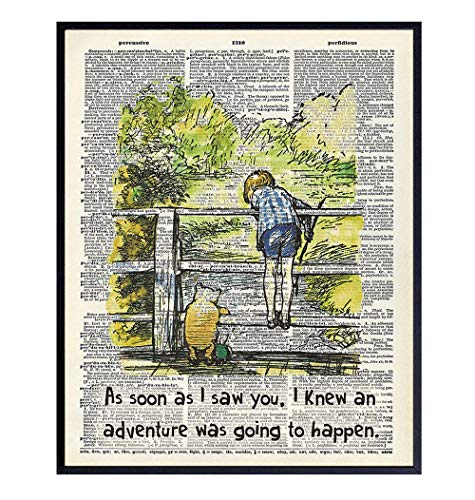 Winnie Pooh Quote Upcycled Dictionary Art - A. A. Milne Vintage Wall Art print, Poster - Home Decor Room decoration for Nursery or Kids Room - Gift for Girls, Boys, Moms, Baby shower - 8x10 Unframed