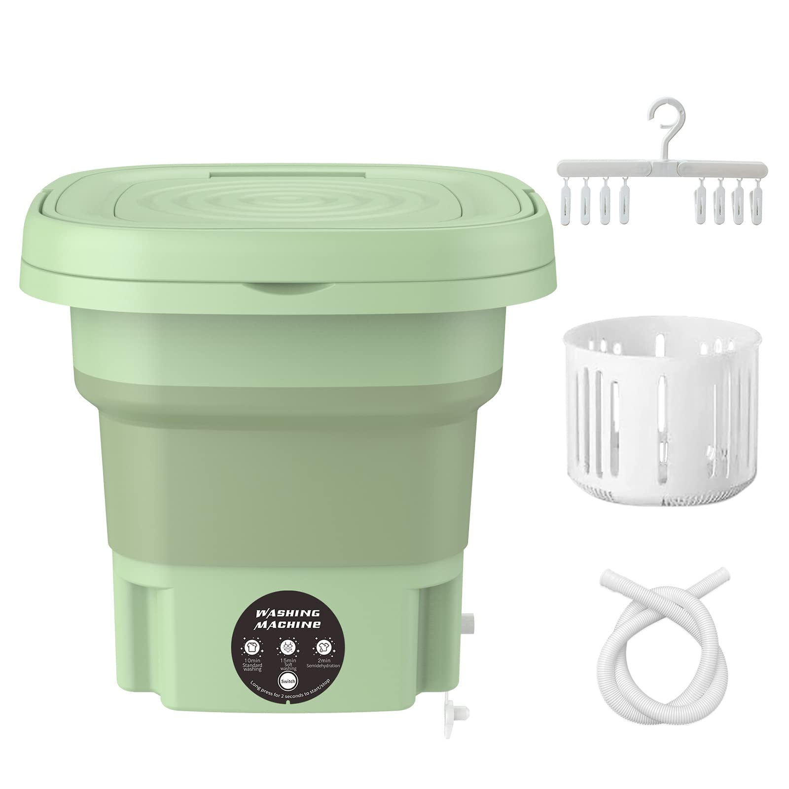 Portable Washing Machine,Foldable Mini Washing Machine,Portable Washer for Underwear,Socks,Baby Clothes,Towels,Pet Items,Apartment,Hotel,RV,Travel,Home,Dormitory,Camping,Sickroom,8L,Green