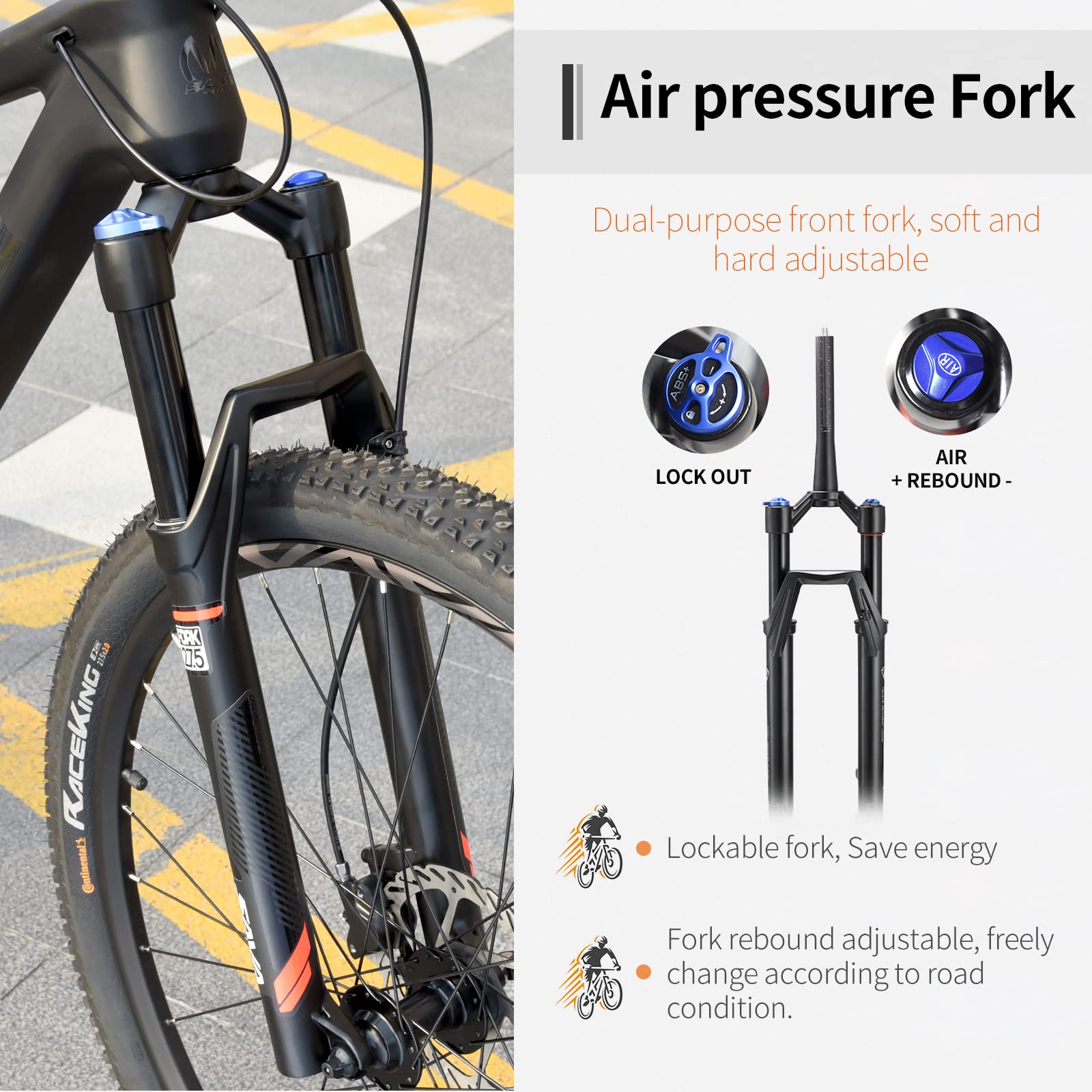 SAVADECK Carbon Fiber Mountain Bike, Deck 6.1 Carbon Frame 27.5/29 Inch Wheels Mountain Bicycle, 12 Speeds Hydraulic Disc Brake MTB Bicycle with DEORE Groupset (Black Blue, 29x21'')