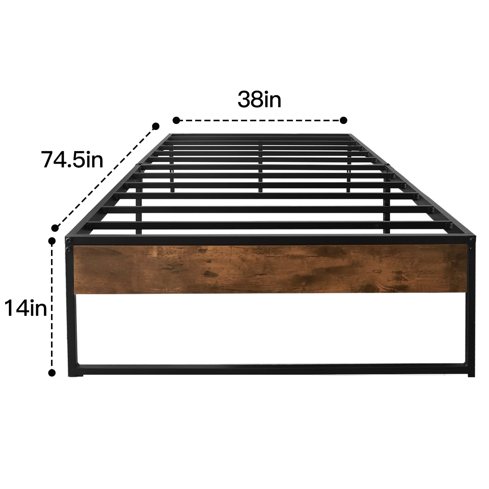 Lamhorm Heavy Duty Full Size Bed Frame, High Metal Platform Bed Frames with Headboard Holes, Easy Assembly, Sturdy, Non-Slip, No Box Spring Needed (Full)
