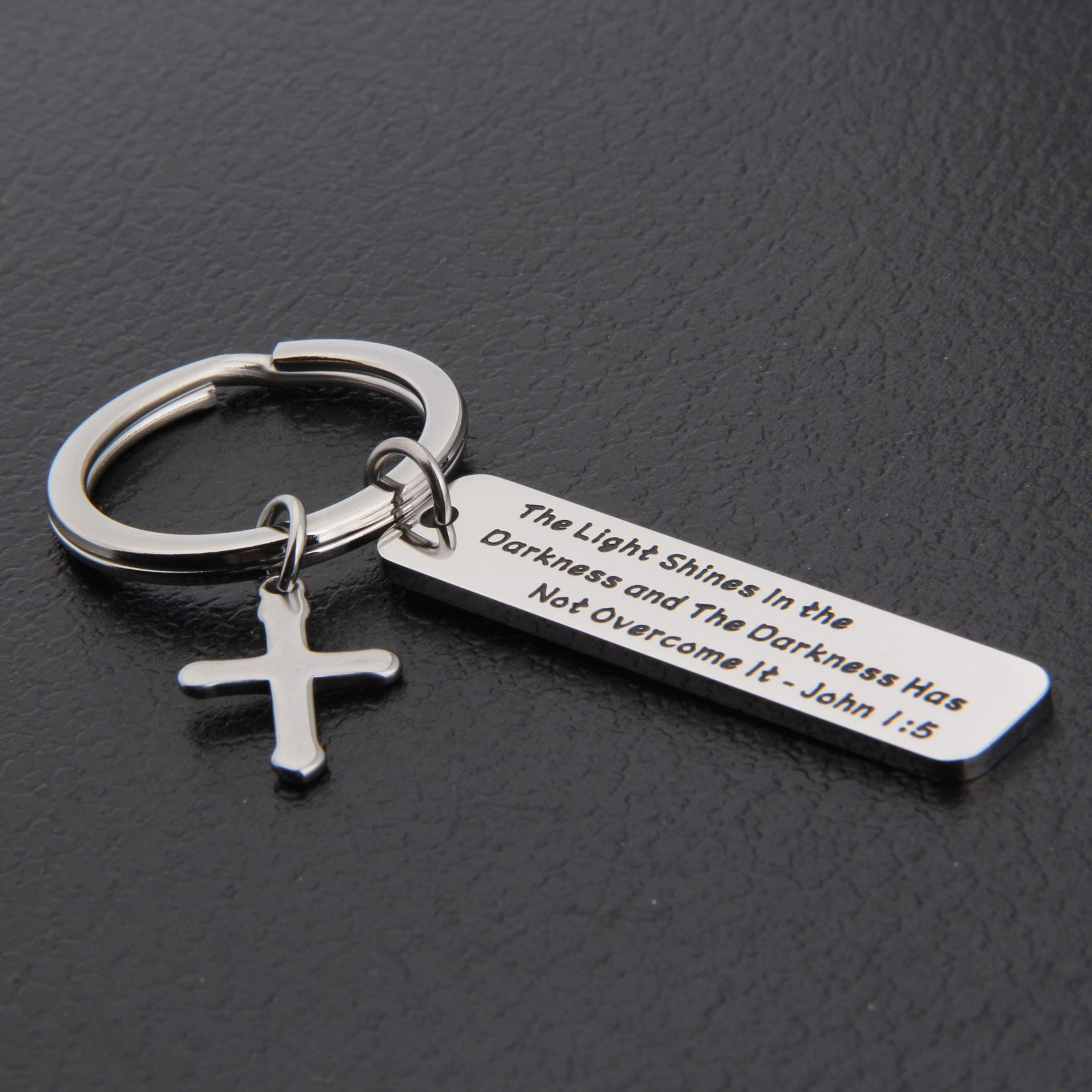 Lywjyb Birdgot Religious Keychain The Light Shines In The Darkness Jewelry Gifts (Light in Darkness)