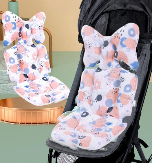 Universal Baby Stroller Seat Liners Baby Pushchair Cushion Pram Liner Stroller Cushion Seat Pad Liner Soft Thicken Stroller Soft Cotton Insert with Mattress Stroller Seat Liner Head Neck Body Support