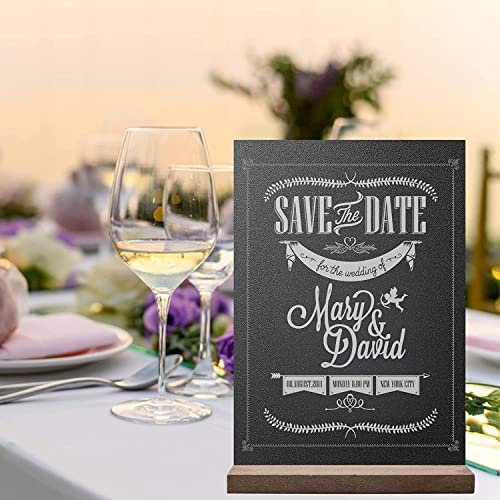 LusXasm 2 Pieces Chalkboard with Stand Buffet Menu Signs Place Card Holder Blackboard Buffet Chalkboard Signs for Wedding and Party