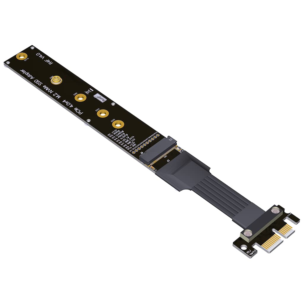 XT-XINTE M.2 Key M SSD to PCIe 3.0/4.0x1 PCI-Express Adapter Riser Card Flexible Flat Cable for M2 NVMe Solid State Drive Extension Cable (PCIe 4.0 R14JF-15cm)