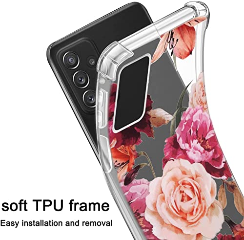 YJROP (3-Pack) for Samsung Galaxy A53 5G Case, Soft Clear TPU [Scratch-Resistant] Drop Silicone Bumper Protection Shockproof Phone Case Cover for Samsung Galaxy A53 5G,Flower