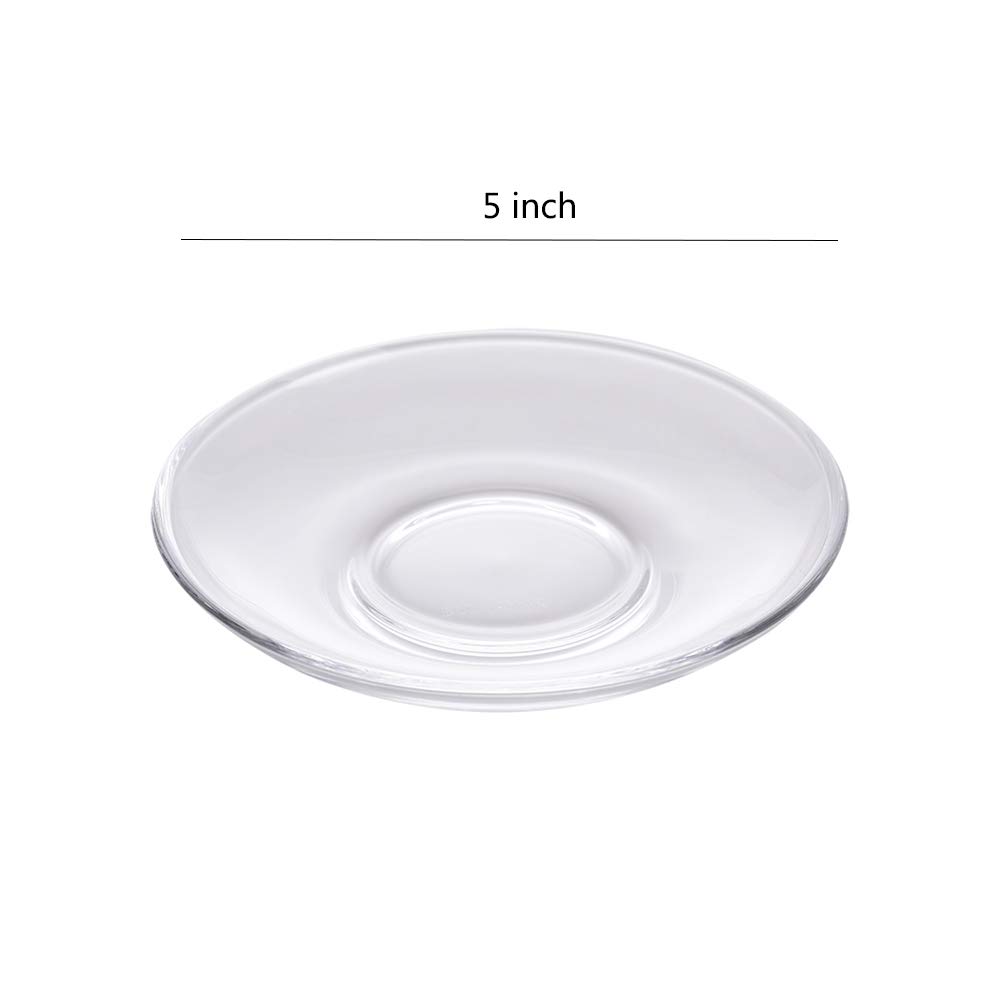 Sizikato 6pcs Clear Glass Snack Plate, Restaurant Dessert Plate, Tea Table Decoration Tea Bag Holder. 5 Inch