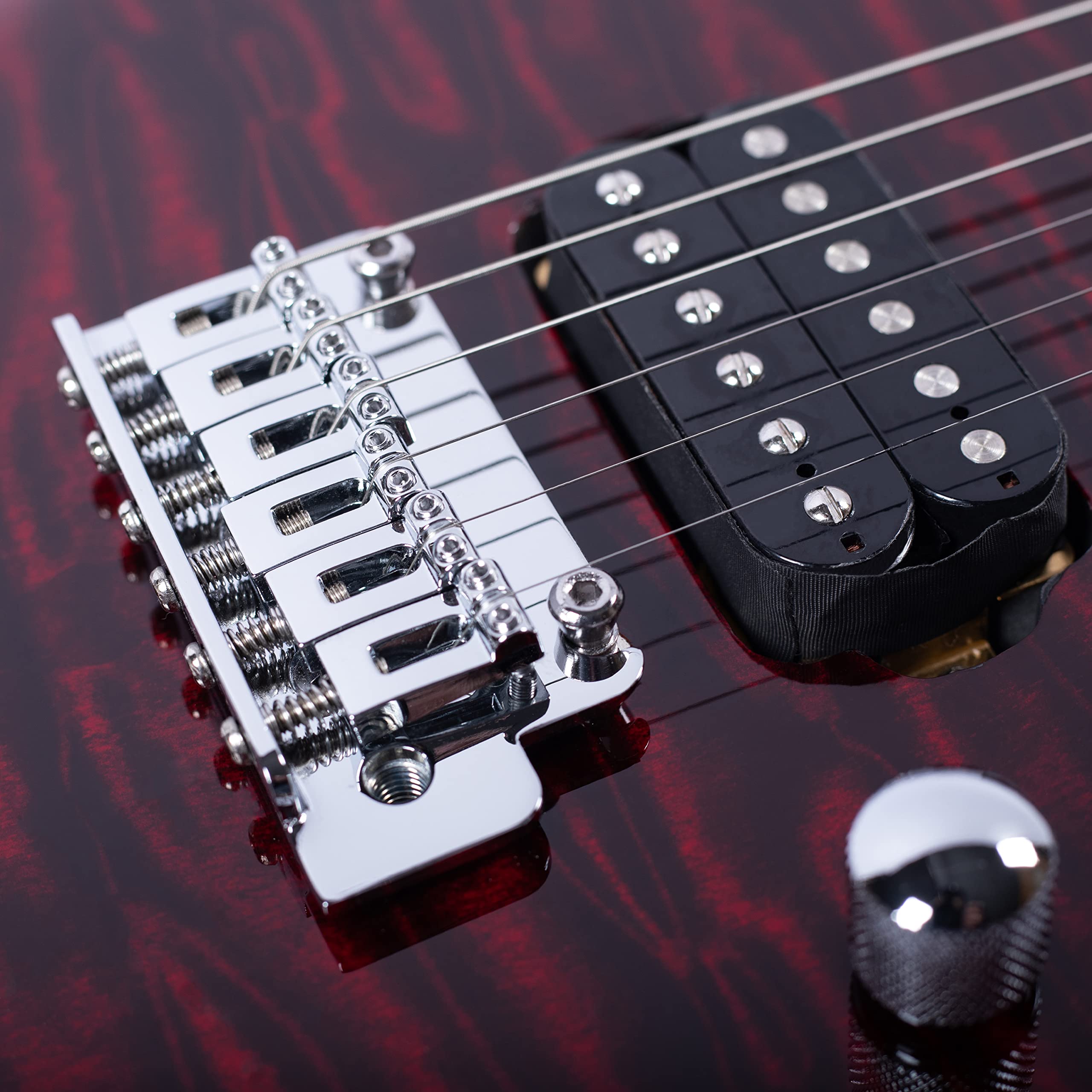 Volgoa VSR-1 Electric Guitar with Mahogany Solid Body,Roasted Maple Neck, and Rosewood Fingerboard 6 String Guitar (Red-Synthetic Veneer)