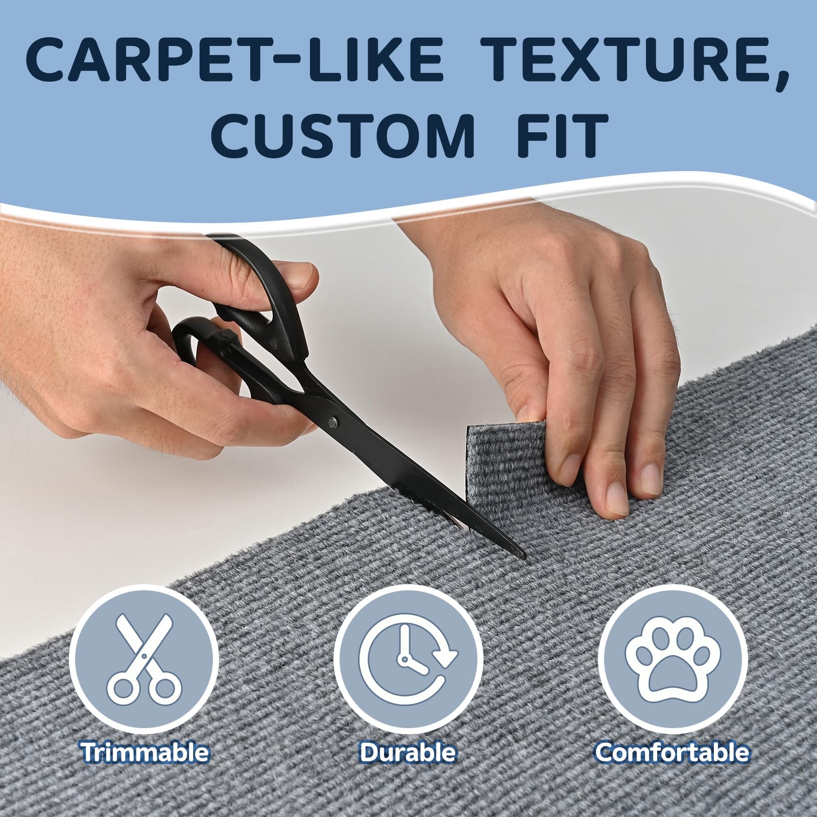 XUEPETT Cat Scratching Mat 78.7"x15.8", Self-Adhesive Cat Carpet Scratcher Replacement for Cat Tree Post Wall Shelves, Cat Scratch Furniture Protector for Couch, DIY Climbing Cat Scratcher