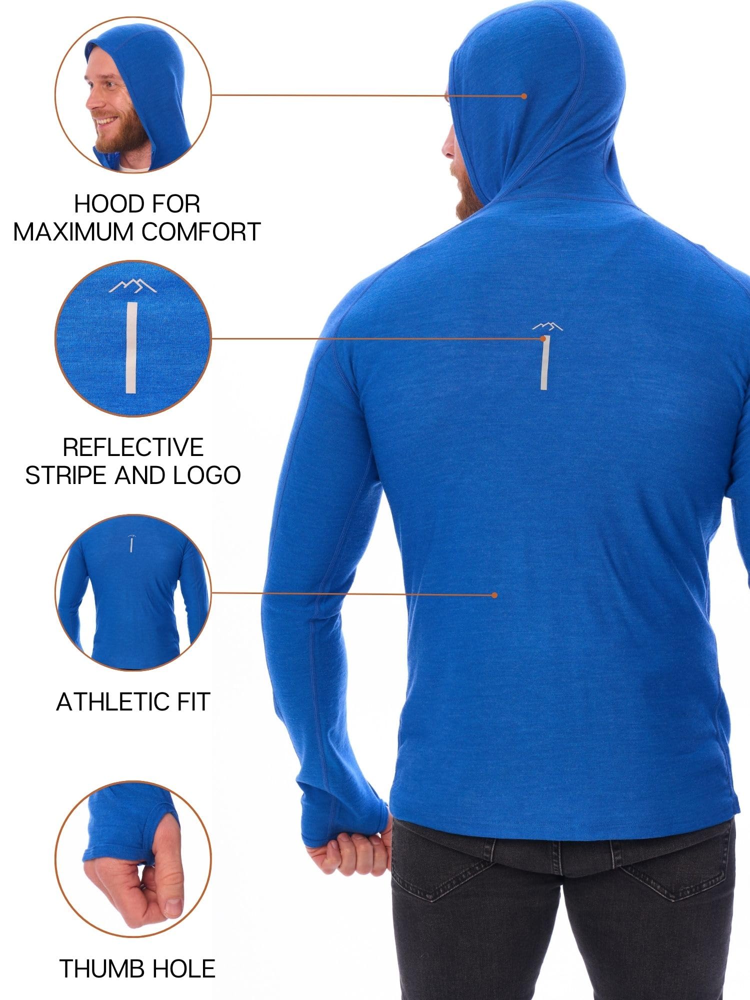 Merino.tech 100% Merino Wool Hoodie Men - Slim Fit Merino Wool Base Layer Mens Half Zip Thermal Long Sleeve Lightweight Shirt (XL, Shadow)