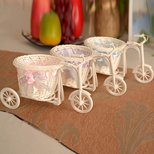 Luwsldirr Rattan Flower Basket Vase Tricycle Bicycle Model Home Garden Wedding Party Decor