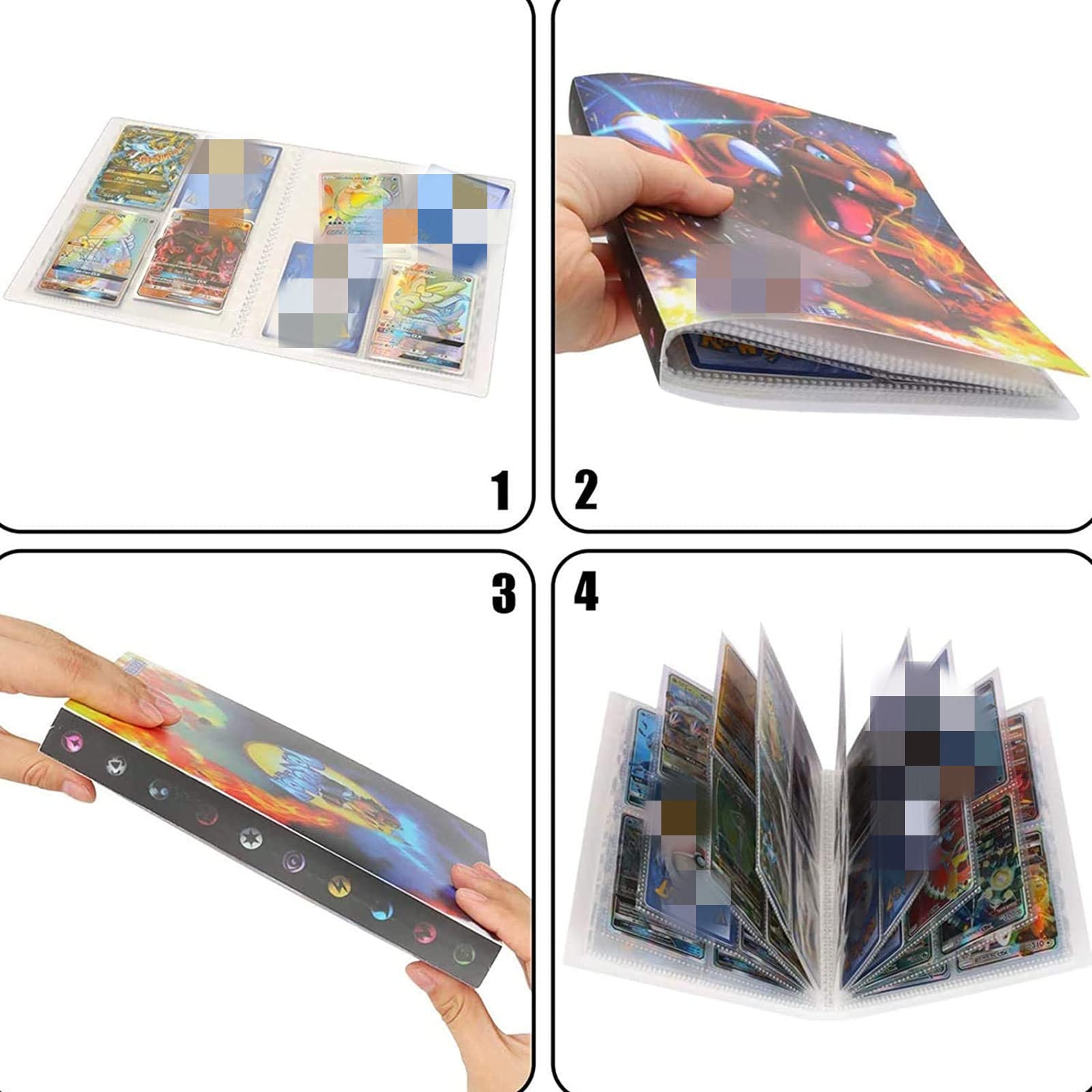 Trading Card Binder, Trading Card Storage Albums, Collection Card Binder, Card Folder, Trading Card Storage Cases, 30 pages Can Hold 240 Cards (240A2)