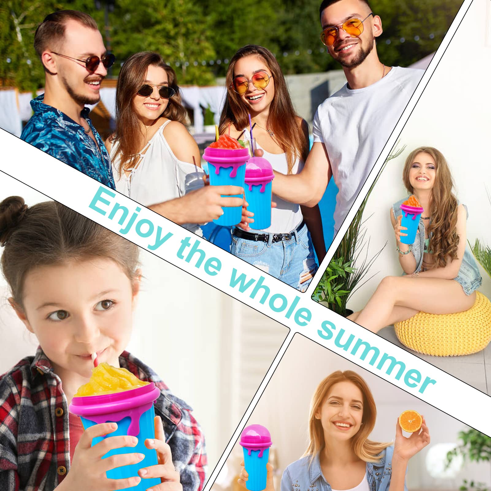 Slushy Cup, 500ml Magic Slushy Maker Cup TIK TOK Quick Frozen Magic Cup Double Layers Slushie Cup Portable Quick Frozen Smoothies Squeeze Cooling Cup