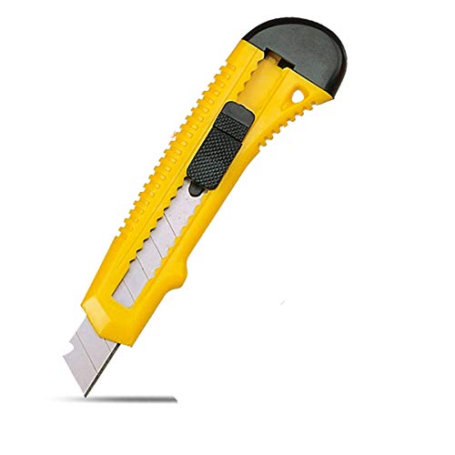 WEKOIL Utility Knives Retractable Box Cutter Pack 4,18mm Wide Snap Off Blade Knife,14 Carbon Steel Blades,Hobby Art Paper Knives with Comfortable Handle,Heavy Duty for Office Home Warehouse,Yellow