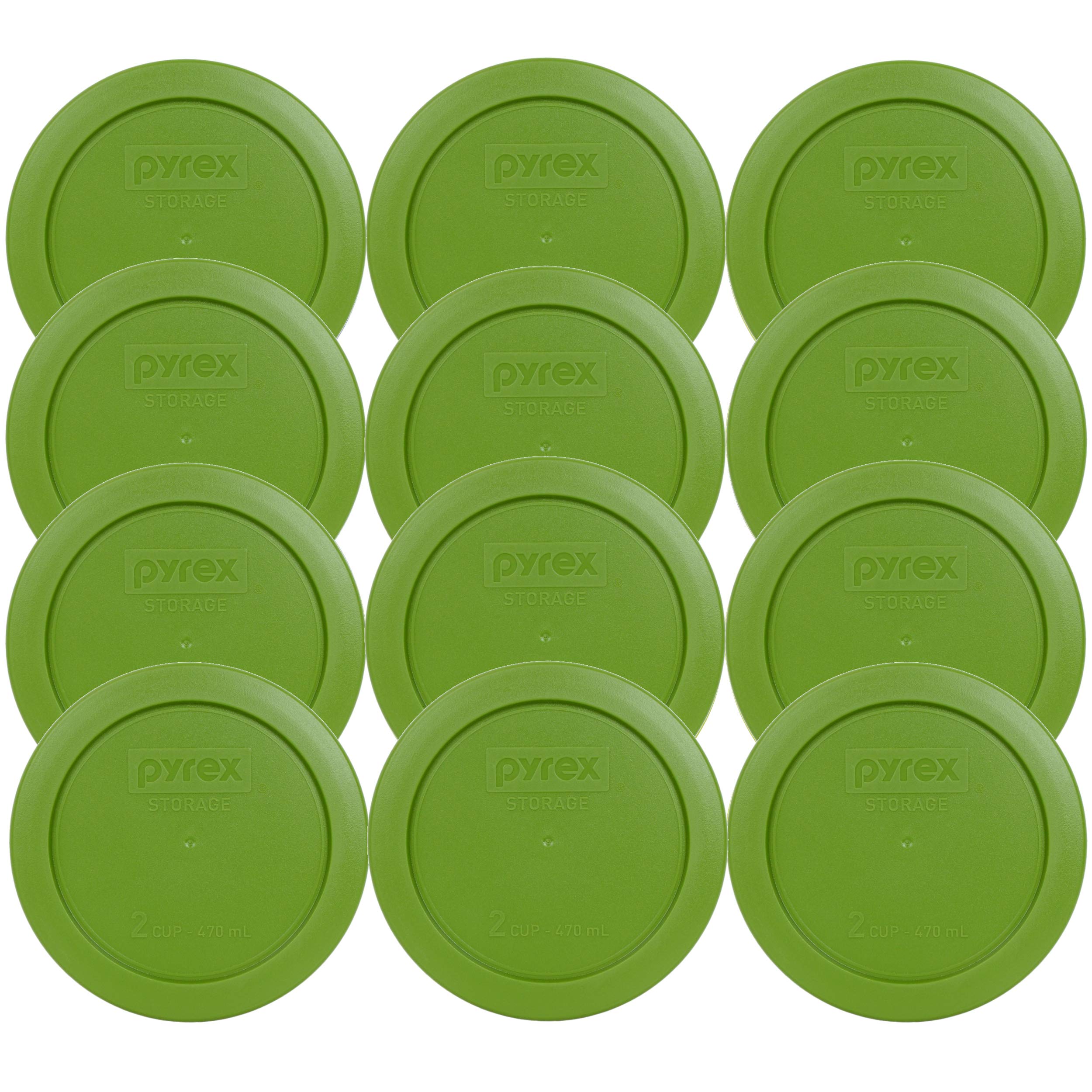 Pyrex 7200-PC Lawn Green Plastic Food Storage Replacement Lids - 12 Pack Made in the USA