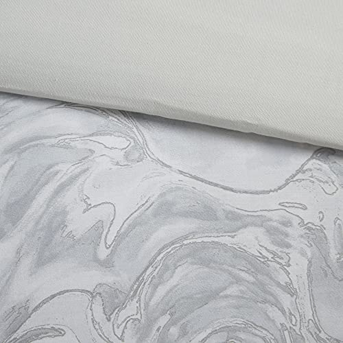 Madison Park Emory Cozy Cotton Comforter Set, Modern Marble Design All Season Down Alternative Casual Bedding with Matching Shams, Decorative Pillows, King(104"x92"), Grey 7 Piece