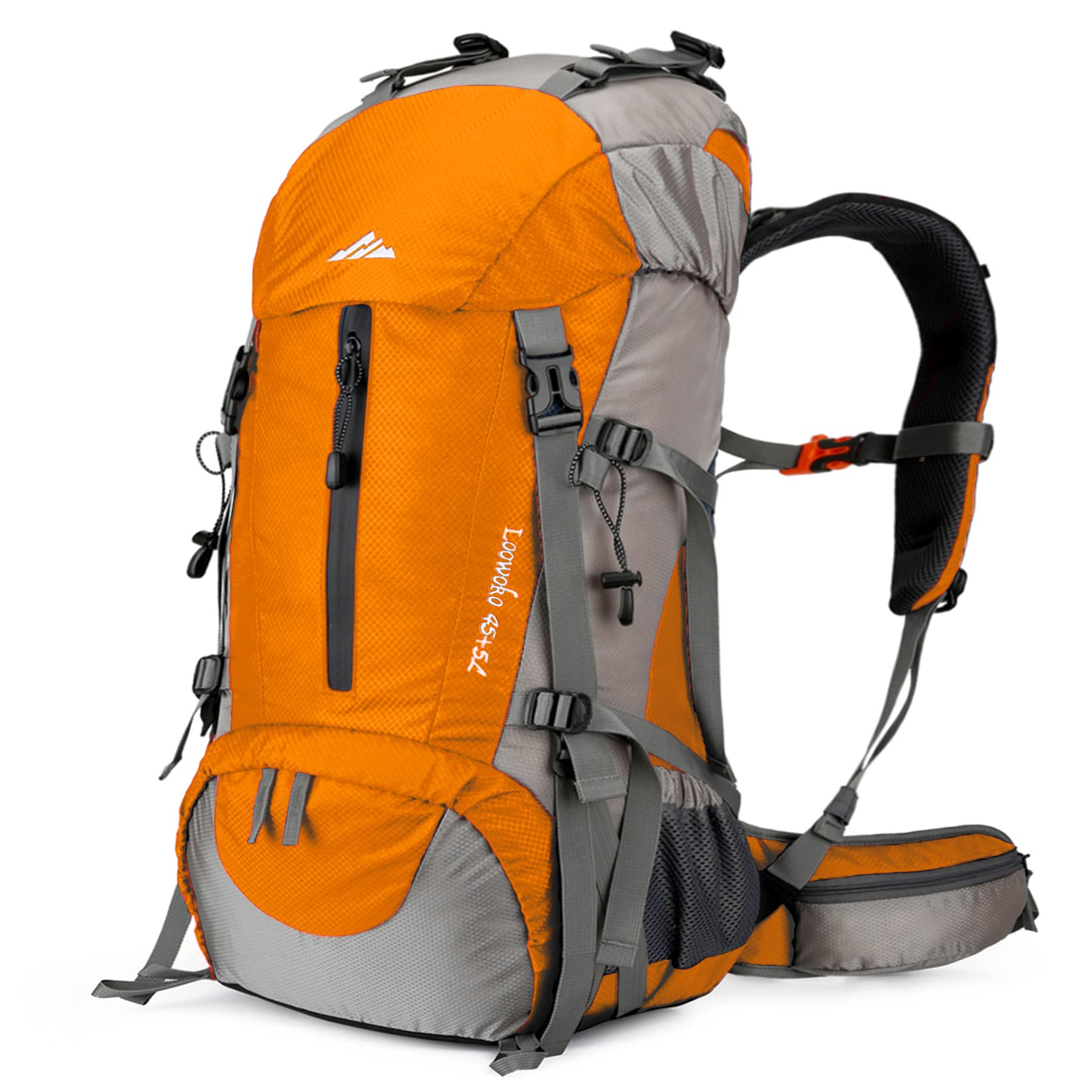 Loowoko 50L Hiking Backpack, Waterproof Camping Essentials Bag with Rain Cover, 45+5 Liter Lightweight Backpacking Back Pack