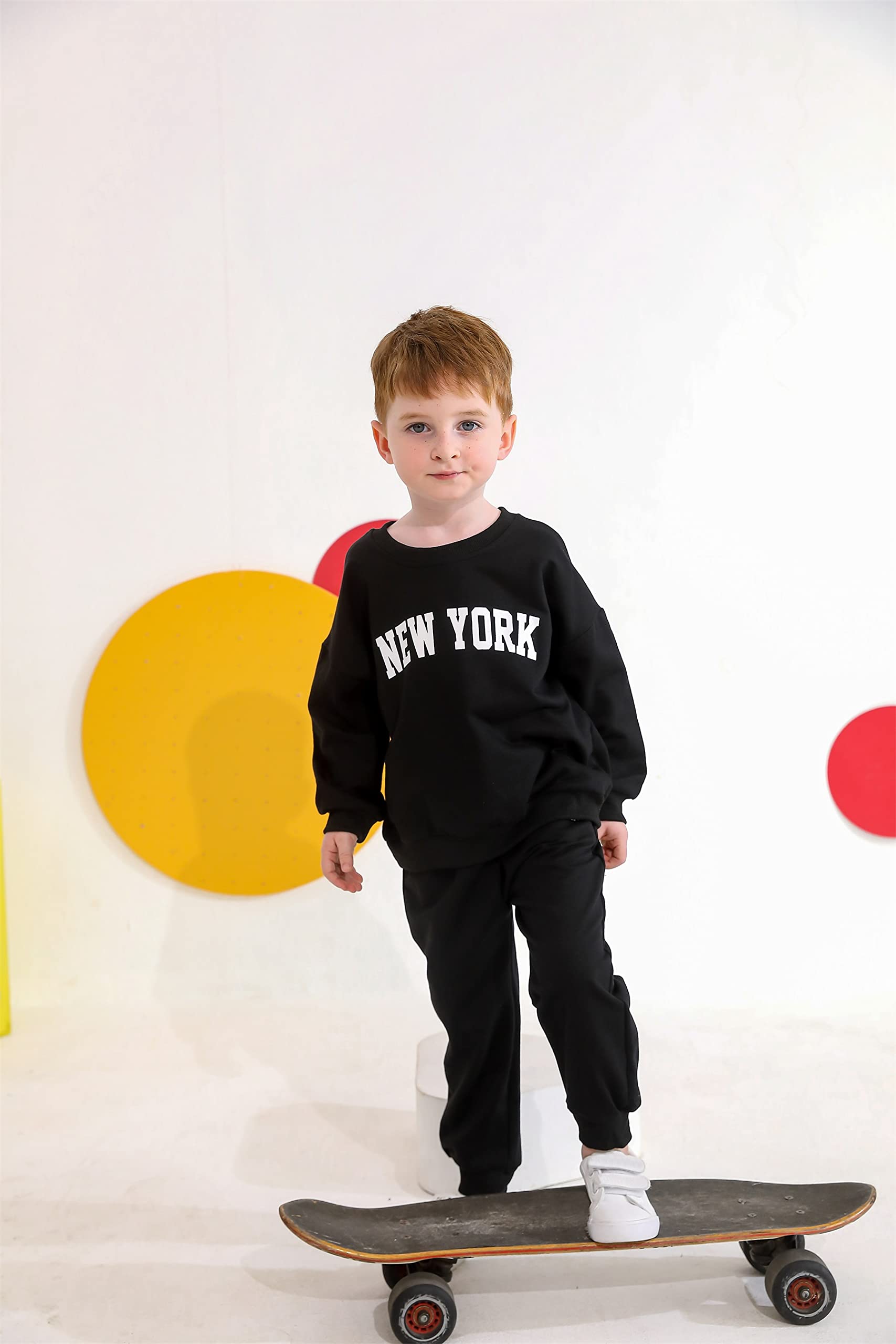 YOUNGER TREE Toddler Boy Clothes Fall Oversized Sweatshirt Long Sleeve Tops and Pants Kids Boys Winter Outfits Set 1-6T(Black sweatshirt pants set,4-5T)
