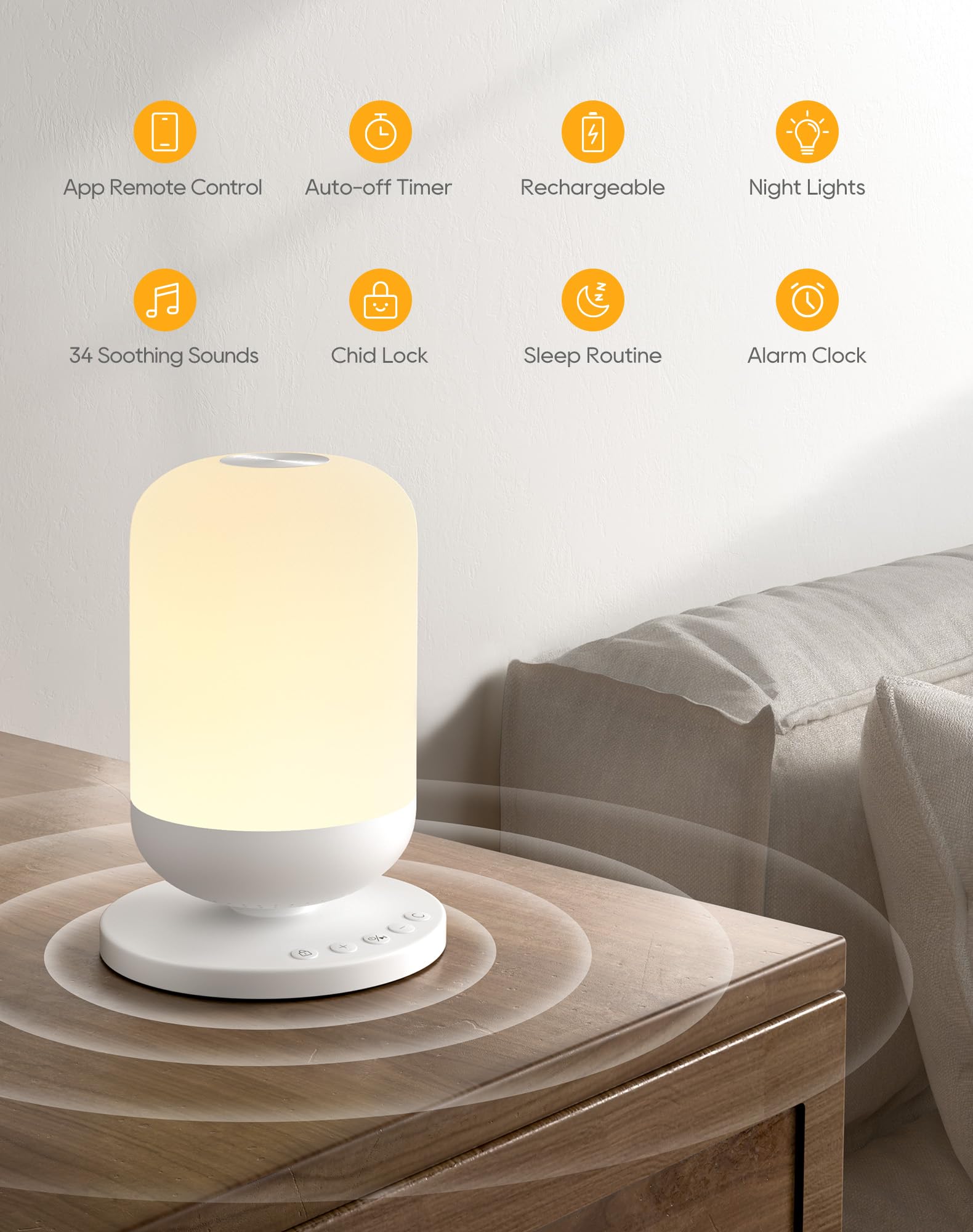 Morfone Sound Machine Baby with 34 Soothing Sounds White Noise Machine & Night Light Sleep Trainer with App Remote Control Alarm Clock Timer Setting Personal Sleep Routine for Babies Adult Kids