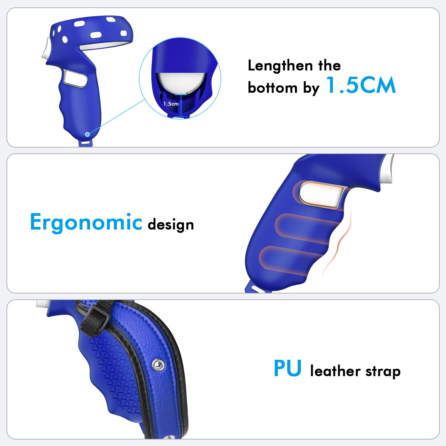 Relohas Accessories Set Oculus Quest 2, Touch Controller Grip Cover, Front Face Protector Cover, Silicone Face Cover with Lens Protective Cover, Protect Your VR in All Aspects(4PCS, Navy-Blue)