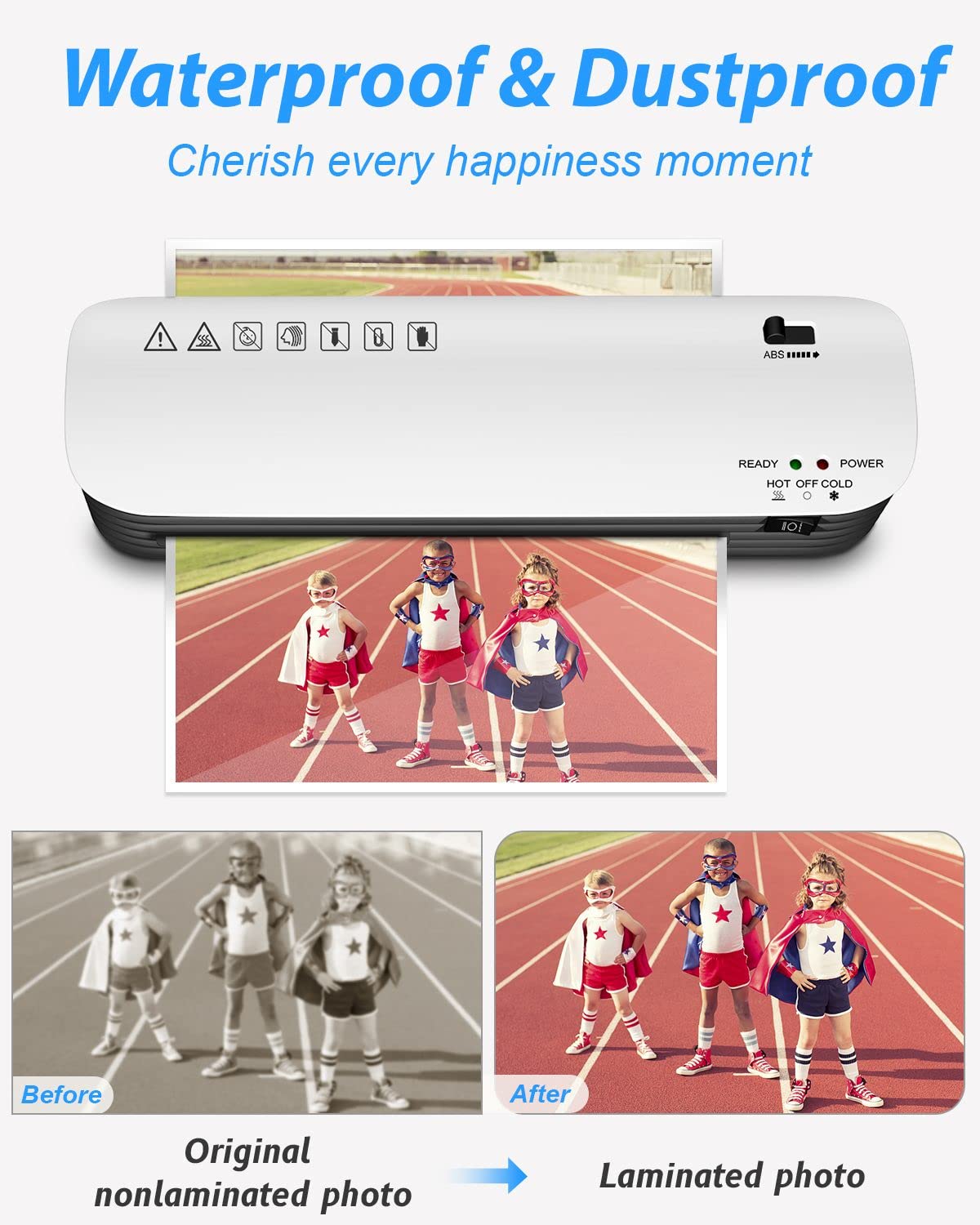 Merece Laminator - 4 in 1 A4 Thermal Laminator Machine, Personal Laminator for Home Use School Teachers Office Card Classroom, 9 Inches Small Hot Cold Lamination Machine with 30 Laminating Pouches