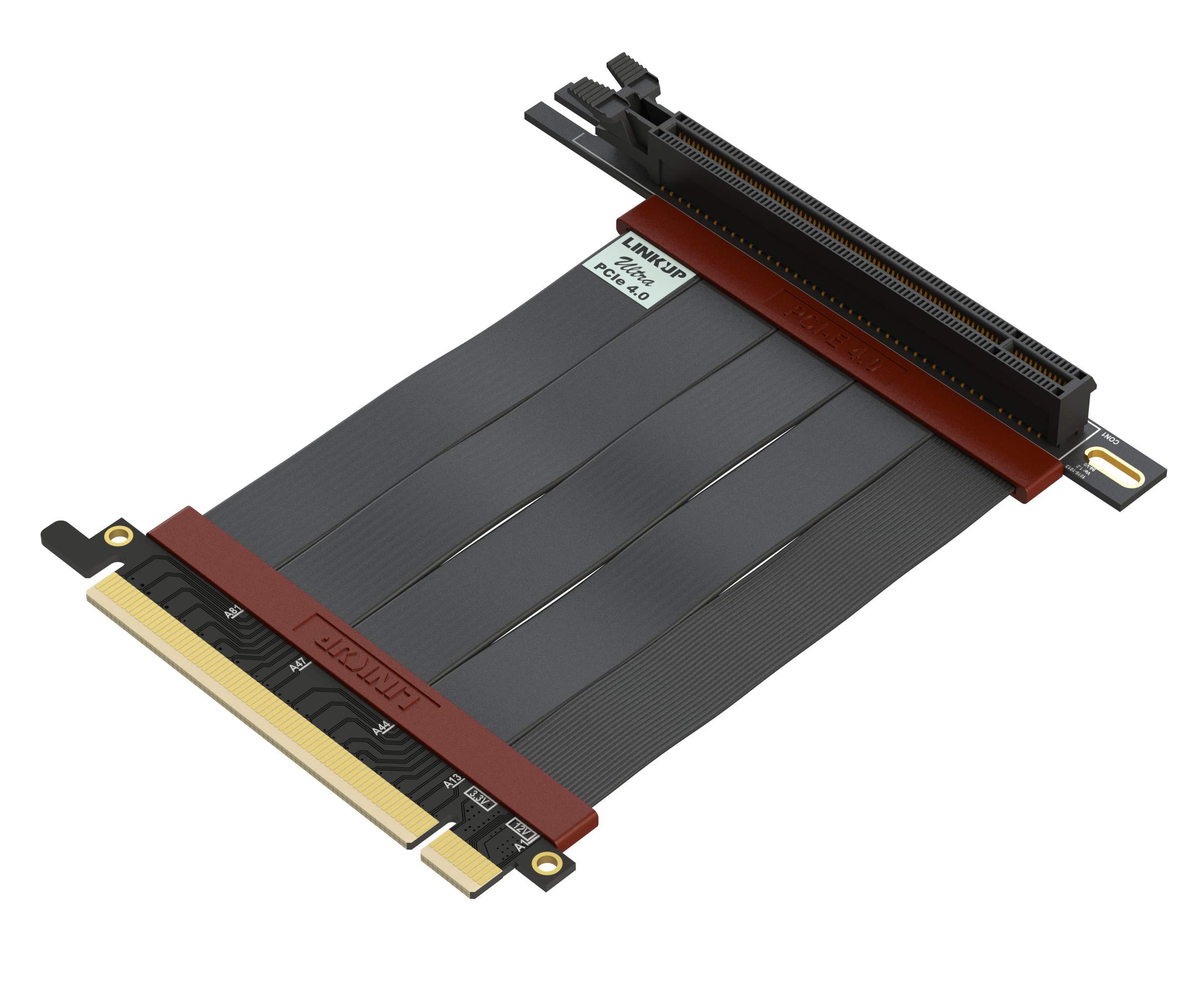 LINKUP - Ultra PCIe 4.0 X16 Riser Cable [RTX4090 RX6950XT x570 B550 Z690 Tested] Shielded High-Speed Vertical Mount Gaming PCI Express Gen4┃Straight Socket (50cm / 19.6") 3.0 Gen3 & TT Compatible