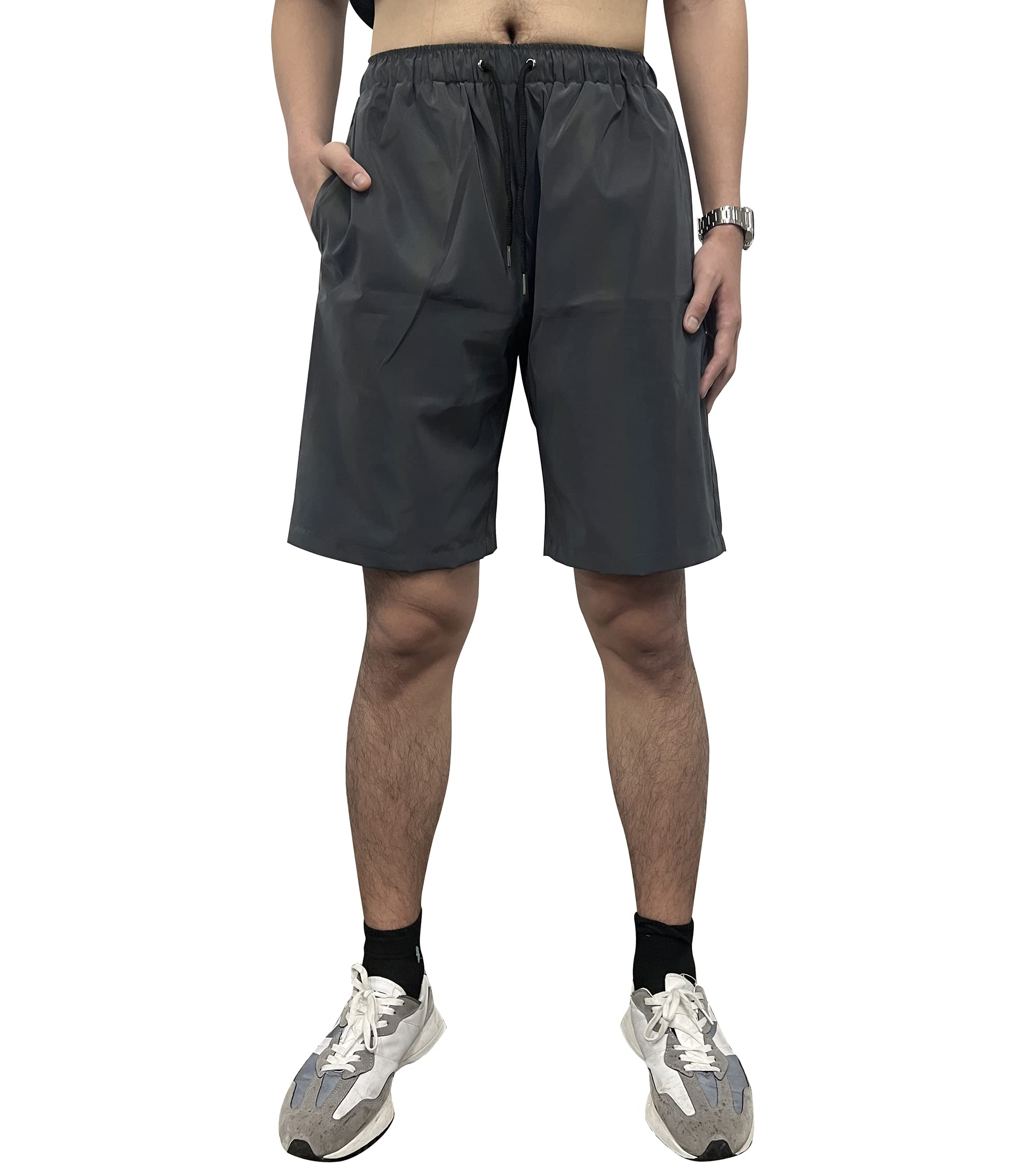 LZLRUN Rainbow Reflective Shorts Pants Men Fluorescent Trousers Casual Night Jogger (XL, Shorts)