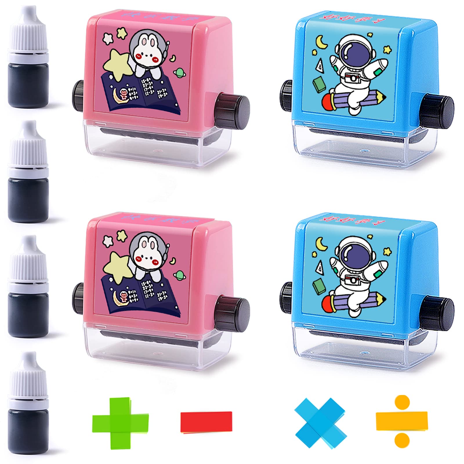 Smart Math Roller Stamps for Kids,2PCS Addition and Subtraction Teaching Stamps,Smart Math Roller Stamps Practice Tools Within 100 Learning Toy for Preschool Kindergarten Home Teacher Supplies
